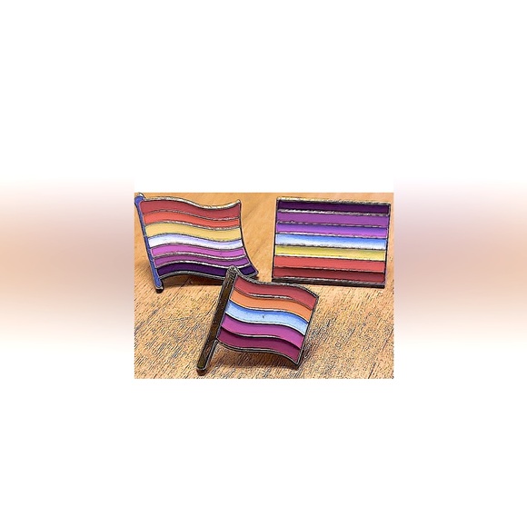 Jewelry | 3 Lgbtq Lesbian Pride Inclusive Sunset 5 7 Striped Flag Pins ...